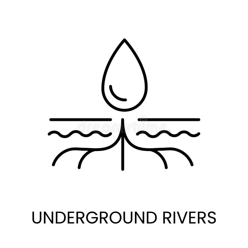 Underground Water Sources Line Vector Icon for Water Packaging with ...