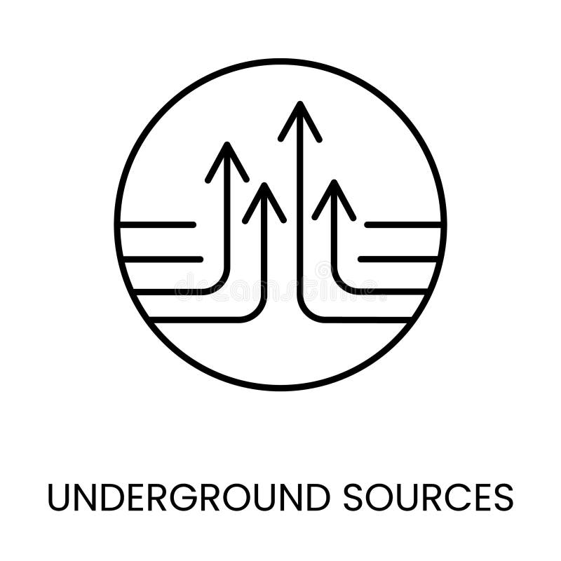 Underground Water Sources Line Vector Icon for Water Packaging with ...