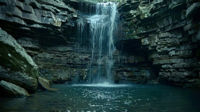 An Underground Waterfall Cascades into a Deep and Murky Water Table ...