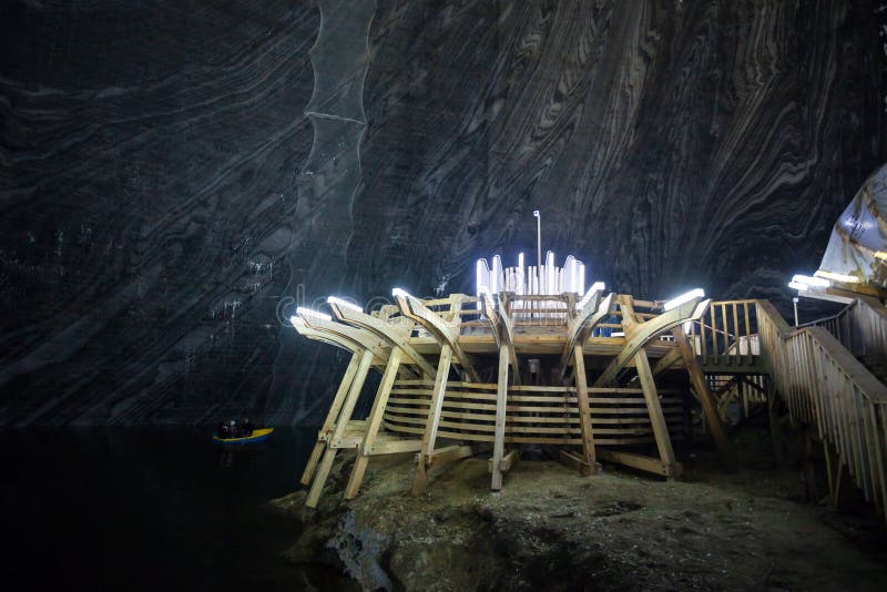 Underground Wood Structure in Turda Salt Mine Stock Image - Image of ...