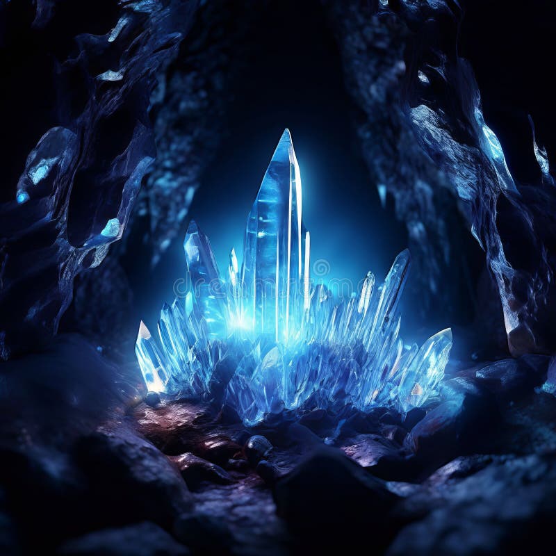 An Underground World with Glowing Crystals As the Main Stock Photo ...