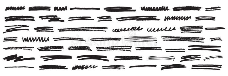 Underline Brushstroke Set, Vector Doodle Line Scribble,frame, Colored ...
