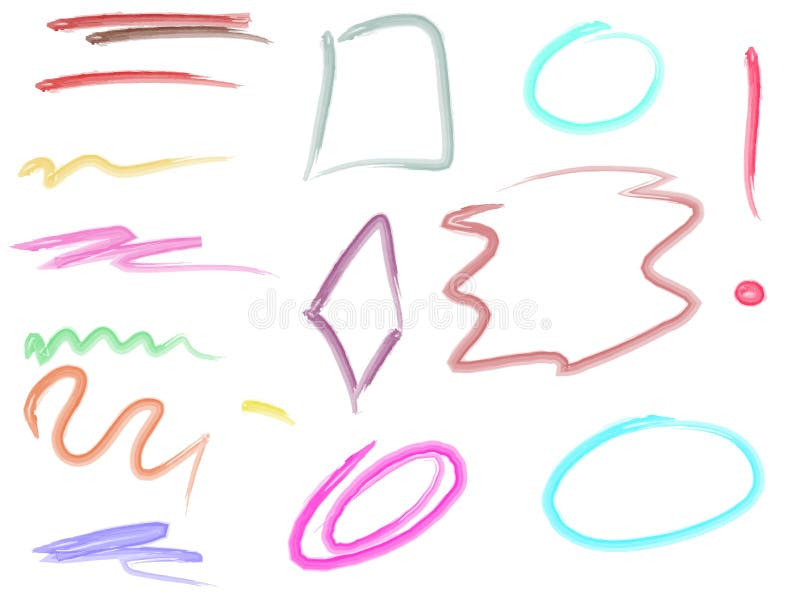 Underline Brushstroke Set, Vector Doodle Line Scribble,frame, Colored ...