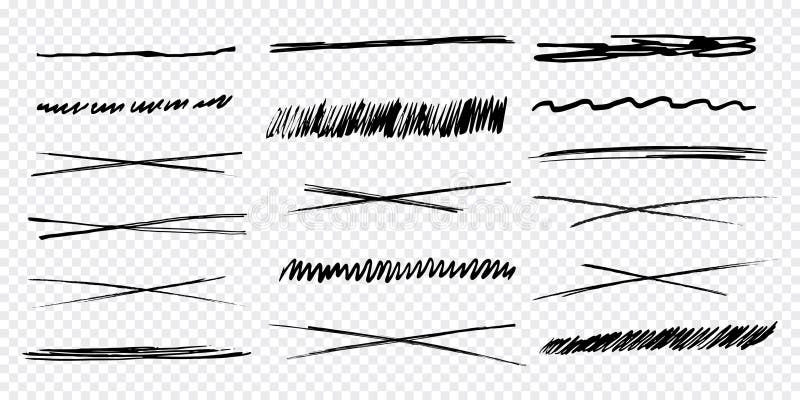 Underline Scribble Lines, Cross Stoke, Set Free Hand Fast Marks ...