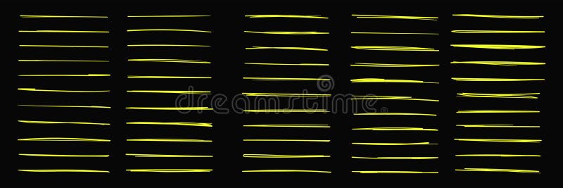 Underline Strikethrough Neon Yellow Lines Set Vector Illustration Stock ...