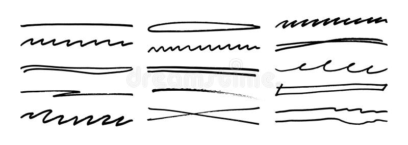 Underline Stroke Marker Felt Pen Scribbles Doodle Line Collection ...