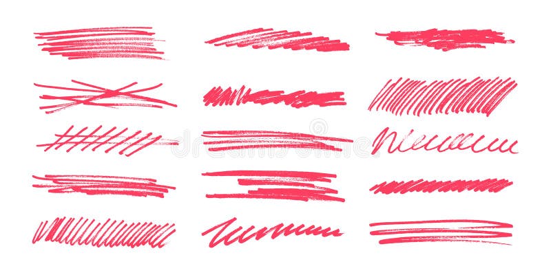 Underline Stroke Marker Felt Pen Scribbles Doodle Line Collection ...