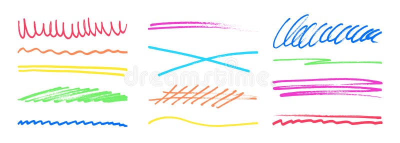 Underline Stroke Marker Felt Pen Scribbles Doodle Line Collection ...