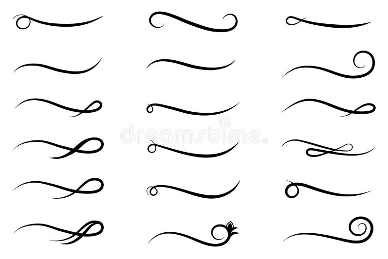 Swashes Swoops and Swishes Calligraphy Signs. Underlines Hand Drawn ...