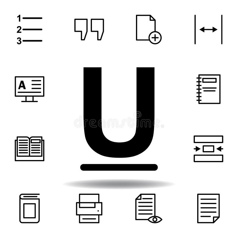 Underline Text Icon stock vector. Illustration of line - 181806844