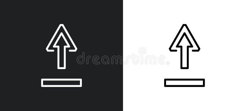 Underline Up Arrow Outline Icon in White and Black Colors. Underline Up ...