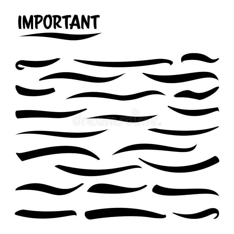 Handmade Lines Set, Brush Lines, Underlines. Hand-drawn Collection of ...
