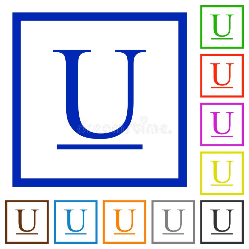 Underlined Font Type Framed Flat Icons Stock Illustration ...