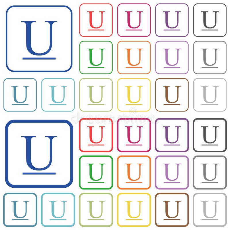 Underlined Font Type Outlined Flat Color Icons Stock Vector ...