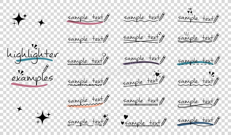 Underlined Sample Text Icons Set - Different Simple Flat Vector ...
