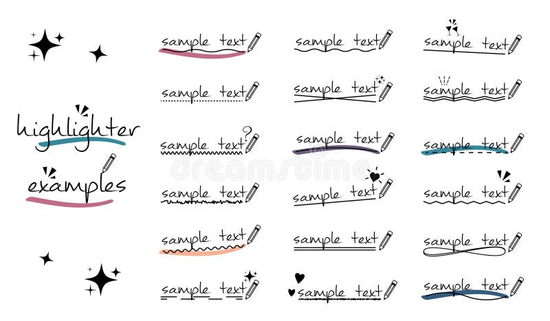 Underlined Sample Text Icons Set - Different Simple Flat Vector ...