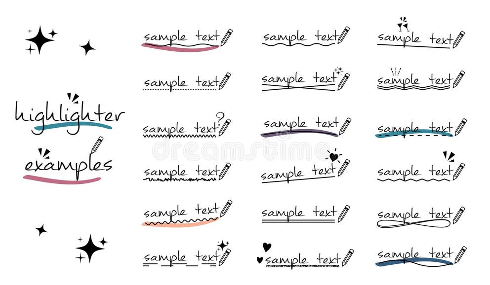 Underlined Sample Text Icons Set - Different Simple Flat Vector ...