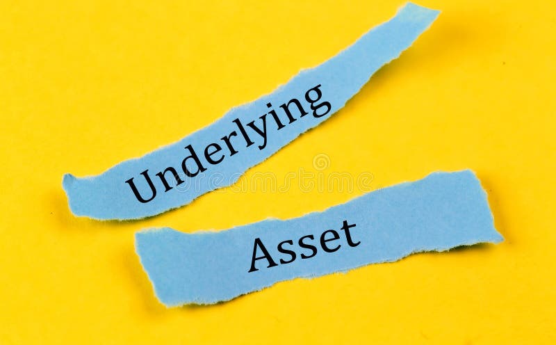 Underlying Asset Text on a Blue Pieces of Paper on Yellow Background ...