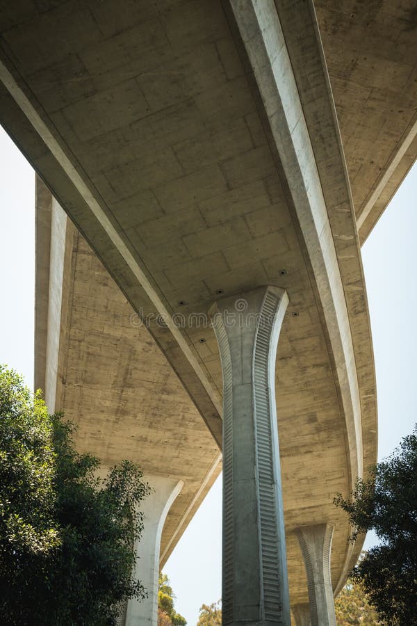 Underneath American Freeway Bridge. Vertical Image Stock Image - Image ...