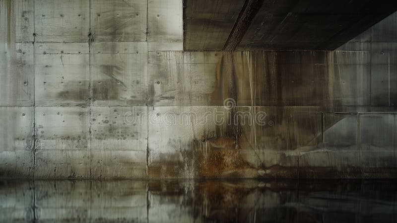 Underneath a Concrete Structure, the Reflection on Water Reveals the ...