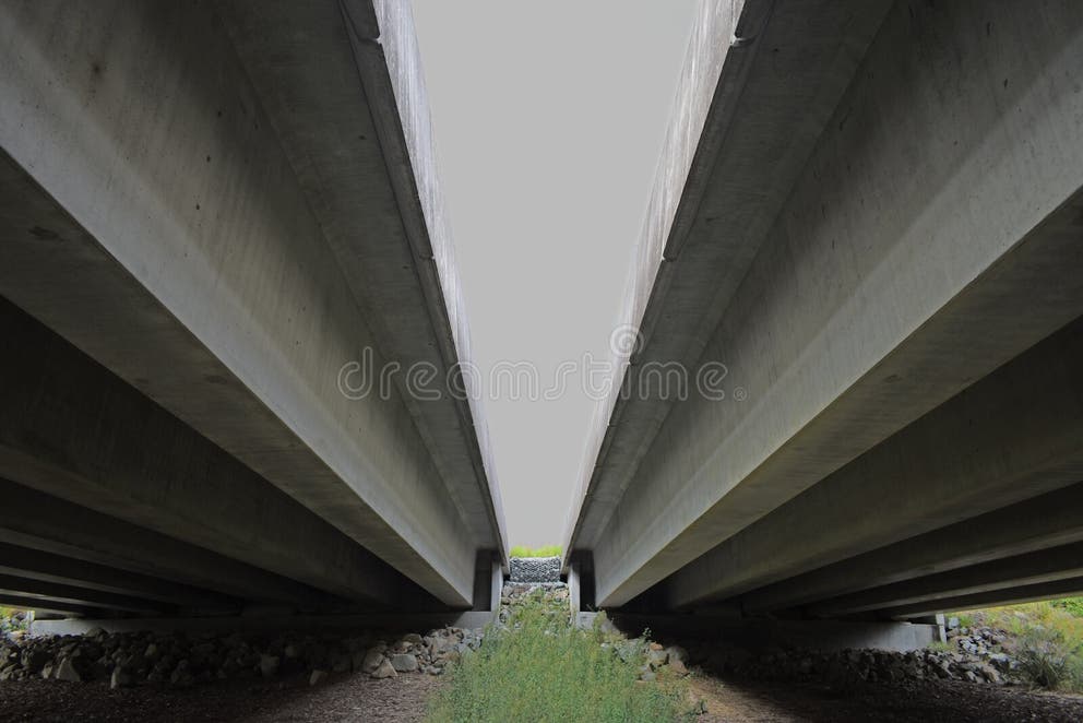 Underside of a Dual Carriageway Highway Bridge Stock Photo - Image of ...