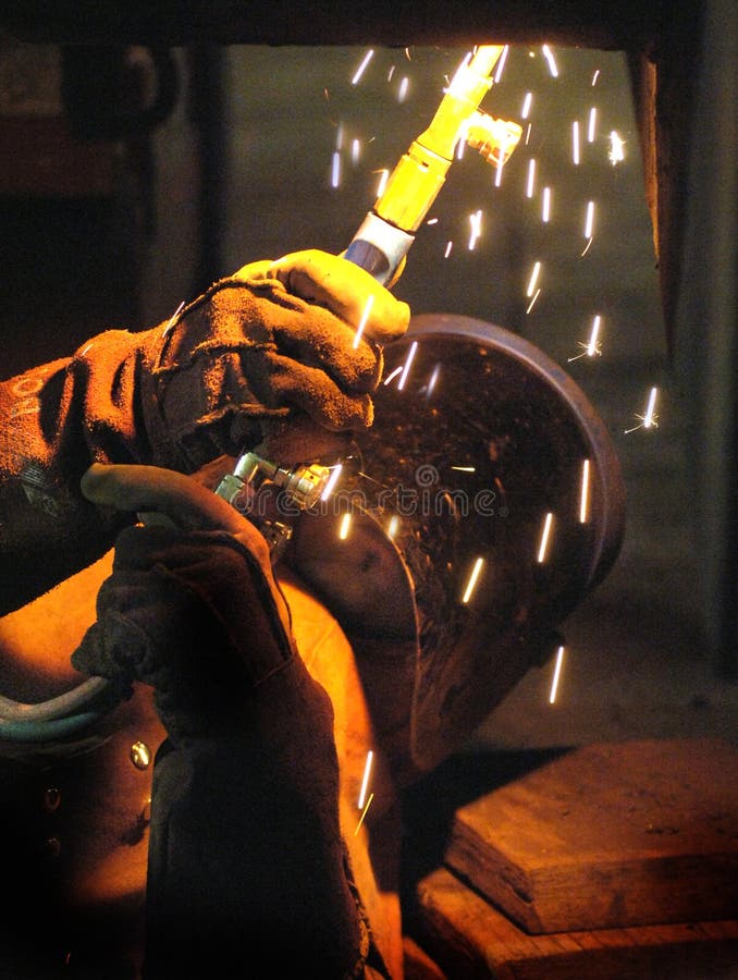 Welder at work stock image. Image of weld, sparks, construction - 5397487