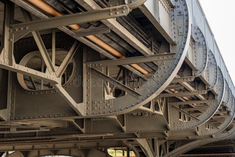 Underneath an Old Steel Rail Bridge - Old Construction in Germany Stock ...