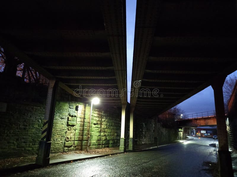 Underneath the Railway Bridge Where Cars Pass Under Where the Train ...
