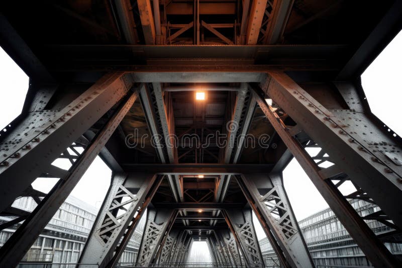 Underneath View of a Modern Bridges Steel Beams Stock Illustration ...