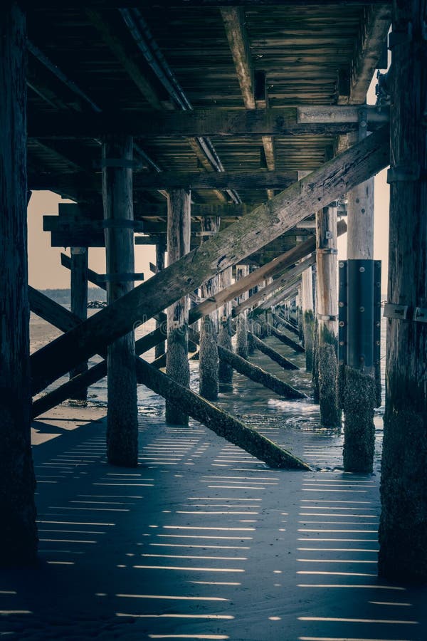 Underneath White Rock Pier at Low Tide Stock Image - Image of pillars ...