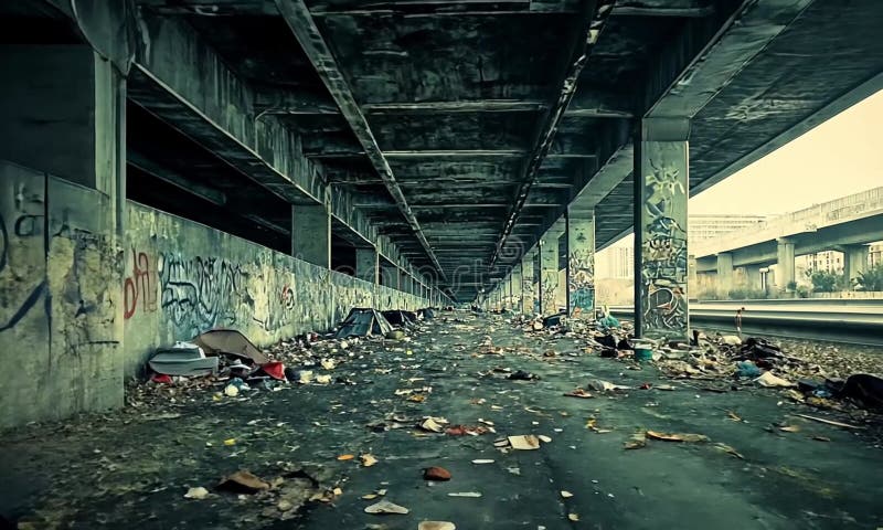 Underpass Dereliction stock video. Video of problems - 370209855