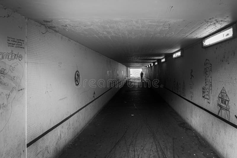 A Dark Underpass with Different Graffiti Left Editorial Photo - Image ...