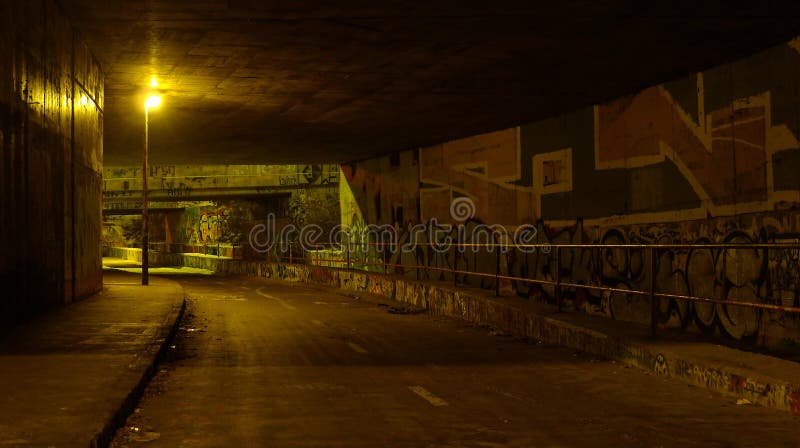 Underpass at night stock photo. Image of underpass, road - 29477776