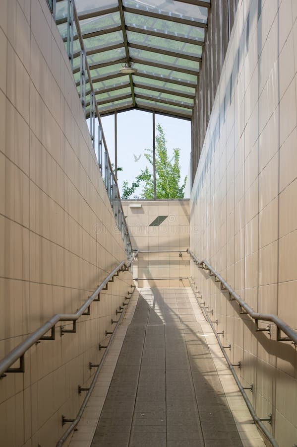 Underpass in Train Station, the Ramp for Wheelchairs and Bikes Stock ...