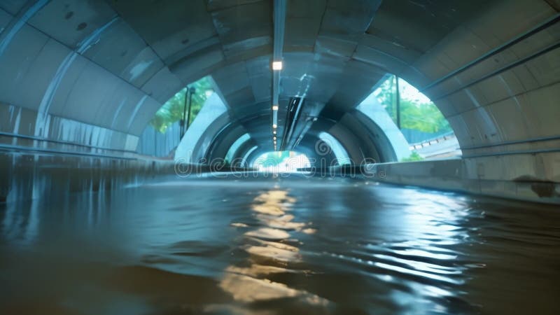 An Underpass Tunnel is Filled with Water Rendering it Unusable and ...
