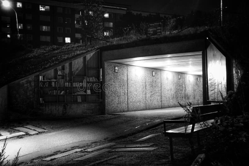 Underpass Under a Road at Night Stock Photo - Image of photograph ...