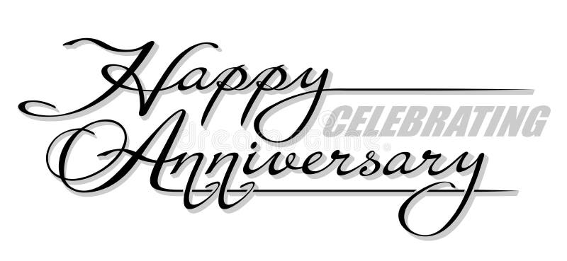 Underscore Handwritten Text "Happy Celebrating Anniversary" with Shadow ...