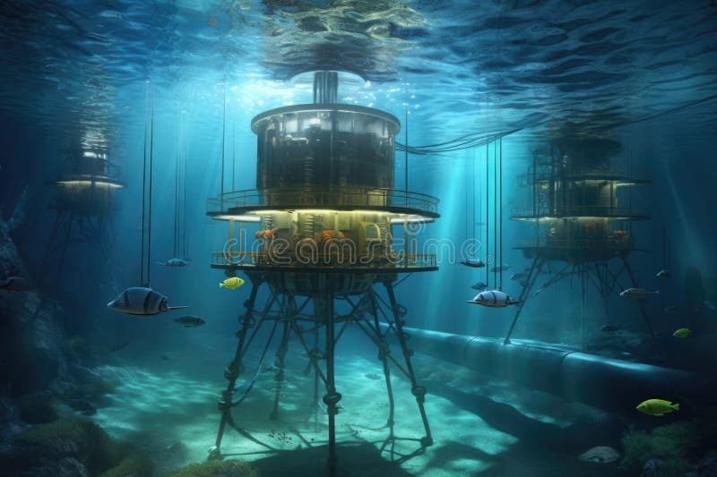 Undersea Energy Station Harnessing Ocean Currents Stock Image - Image ...