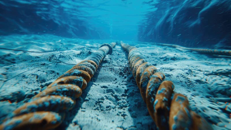Undersea Internet Cables. Submarine Communications Cable Stock Photo ...