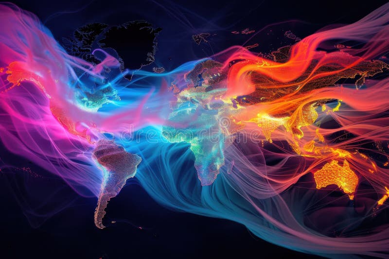 Undersea Network Map Visualizing Global Internet Traffic Flows, Dynamic ...