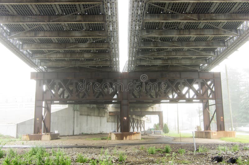 Underside of bridge in fog stock image. Image of massachusetts - 62986609