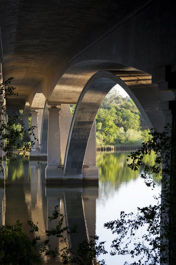 Underside of Bridge Over River Support Arch Stock Image - Image of ...