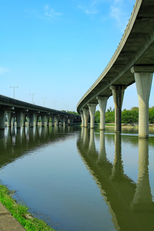 Underside of Bridges Across River Under the Blue Sky in Countryside ...