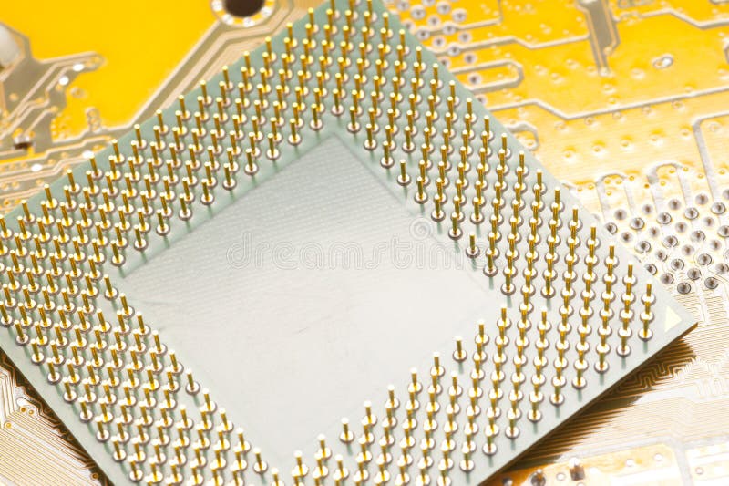 Underside of CPU Processor Chip Stock Image - Image of microprcessor ...