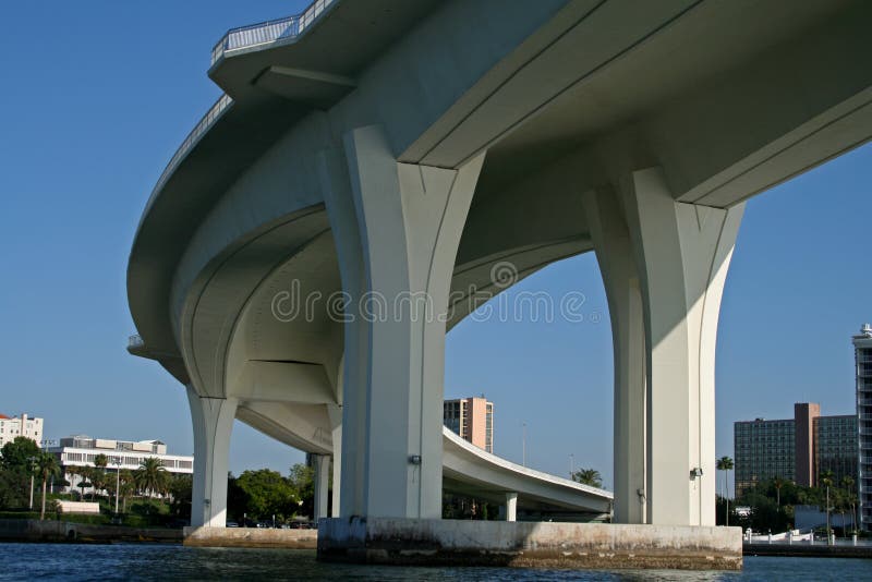 Underside of Curved Concrete Bridge Support Stock Image - Image of ...