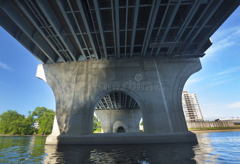 Concrete Piers of the Founders Bridge in Hartford, Connecticut Stock ...