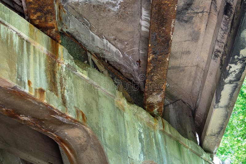 Crumbling Bridge Infrastrucure Stock Photo - Image of steel, material ...