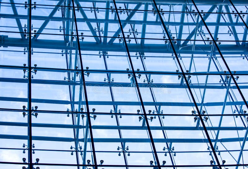 Underside Panoramic View To Steel Blue Glass Stock Image - Image of ...