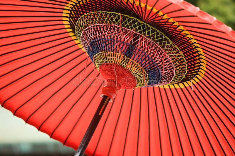 Photo of Underside of Red Parasol Stock Photo - Image of design, white ...