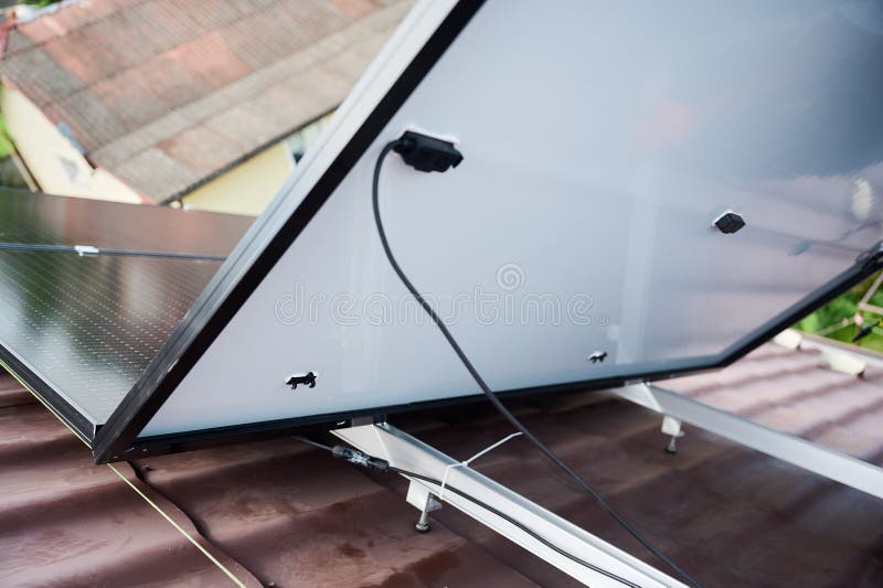 Underside of Solar Panel, Connectivity Elements and Mounting Structure ...